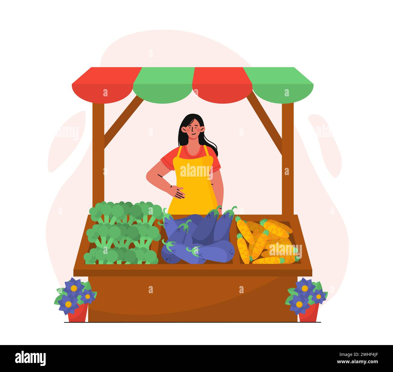 Woman with vegetable counter vector concept Stock Vector Image & Art ...