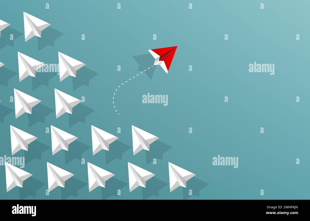Red paper plane change to new direction. Different business concept ...