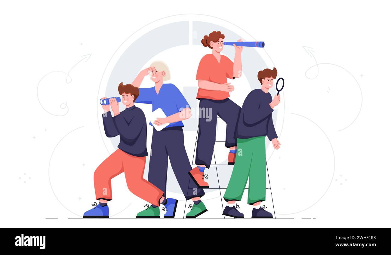 Future look telescope woman vector spyglass search hi-res stock ...
