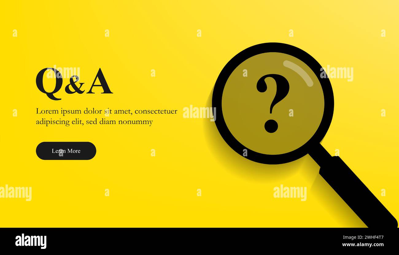 Question and answer concept with magnifier and question mark symbol ...