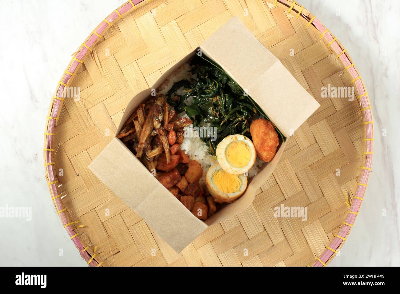 Nasi Bungkus, nasi Lemak Pack with Various Side Dish. Top View Stock ...