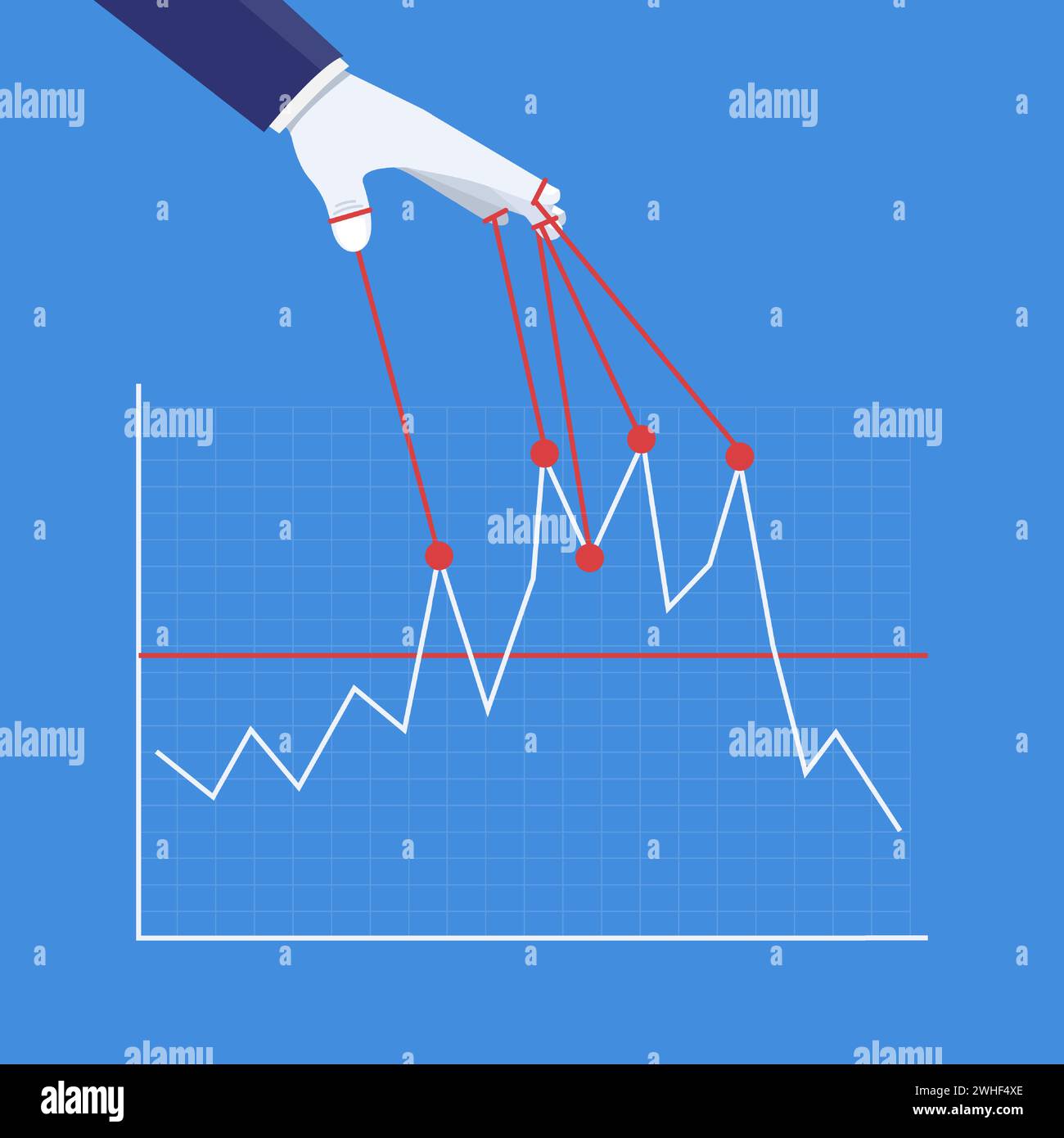 Puppet master controlling graphic chart concept. Business symbol vector ...