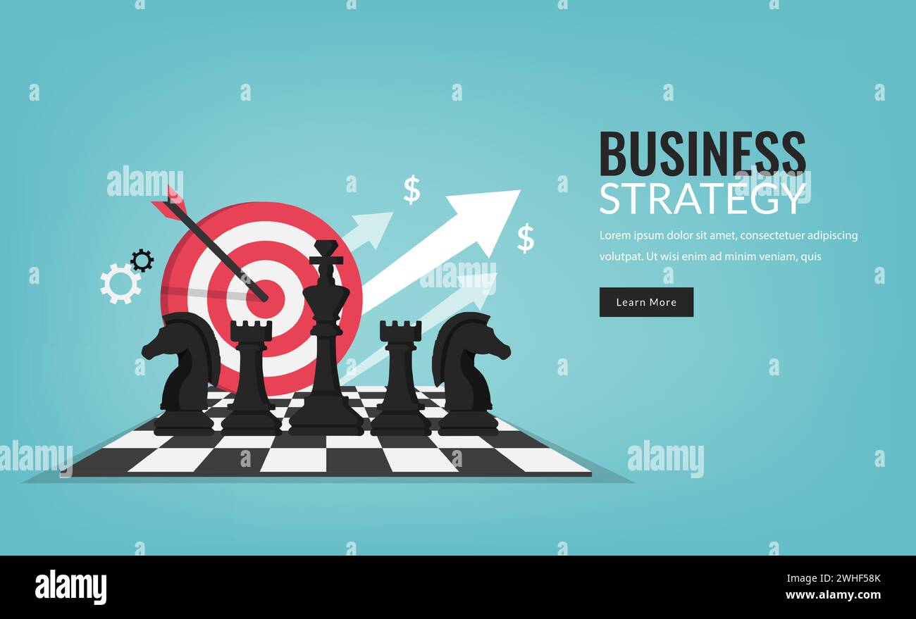 Business strategy concept with chess pieces symbol and target vector ...