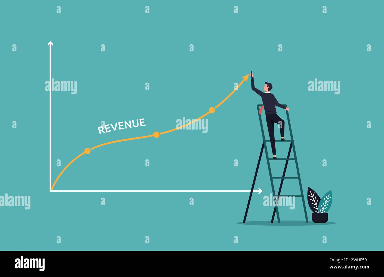 Businessman drawing revenue graphs symbol. Business income increases ...