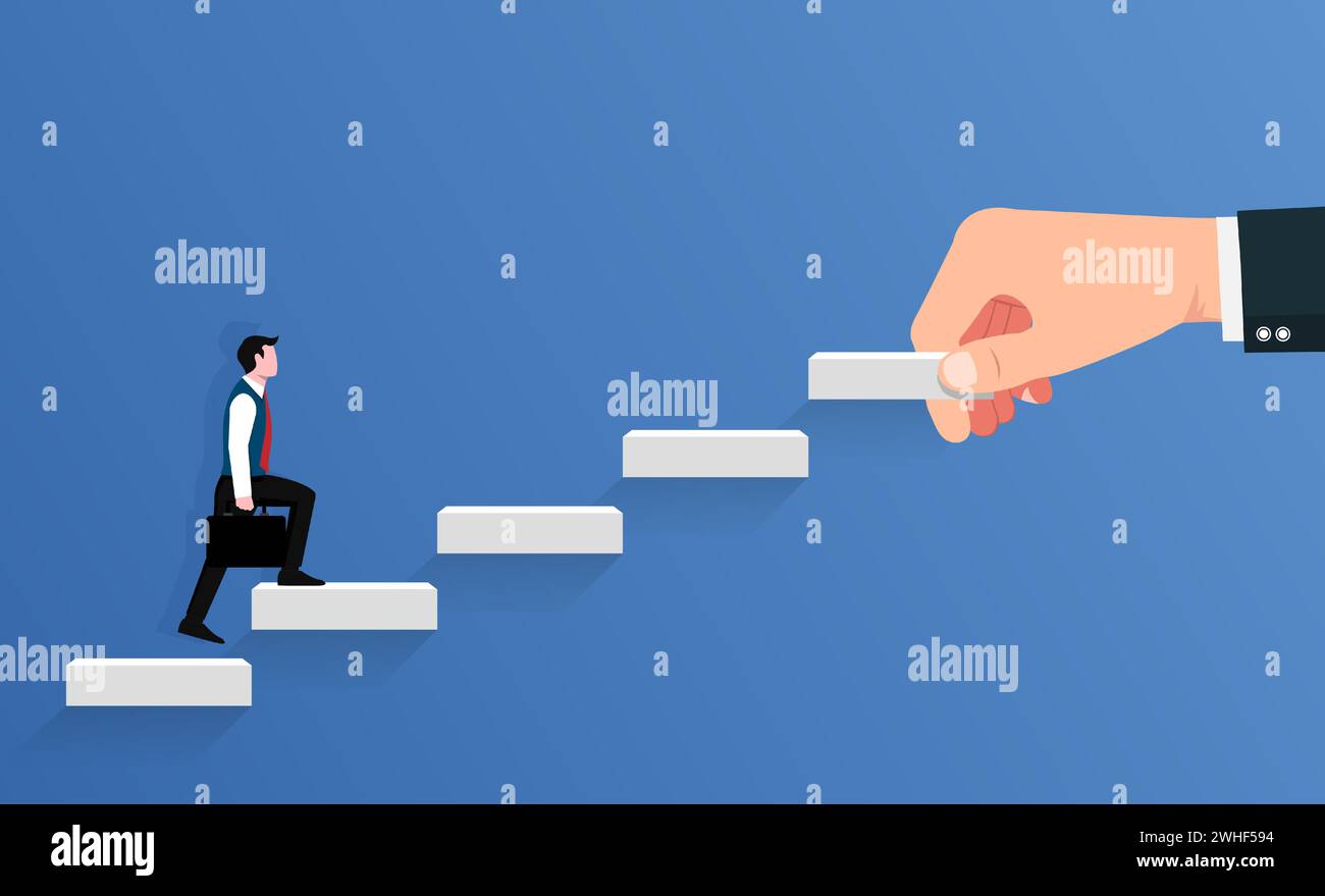 Big hand supports career development symbol. Career growth concept ...