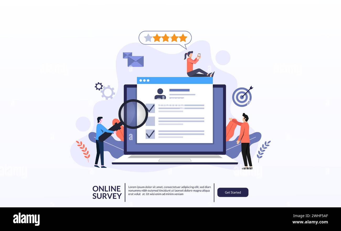 Customer experience and satisfaction concept. Landing page template of online survey vector ...