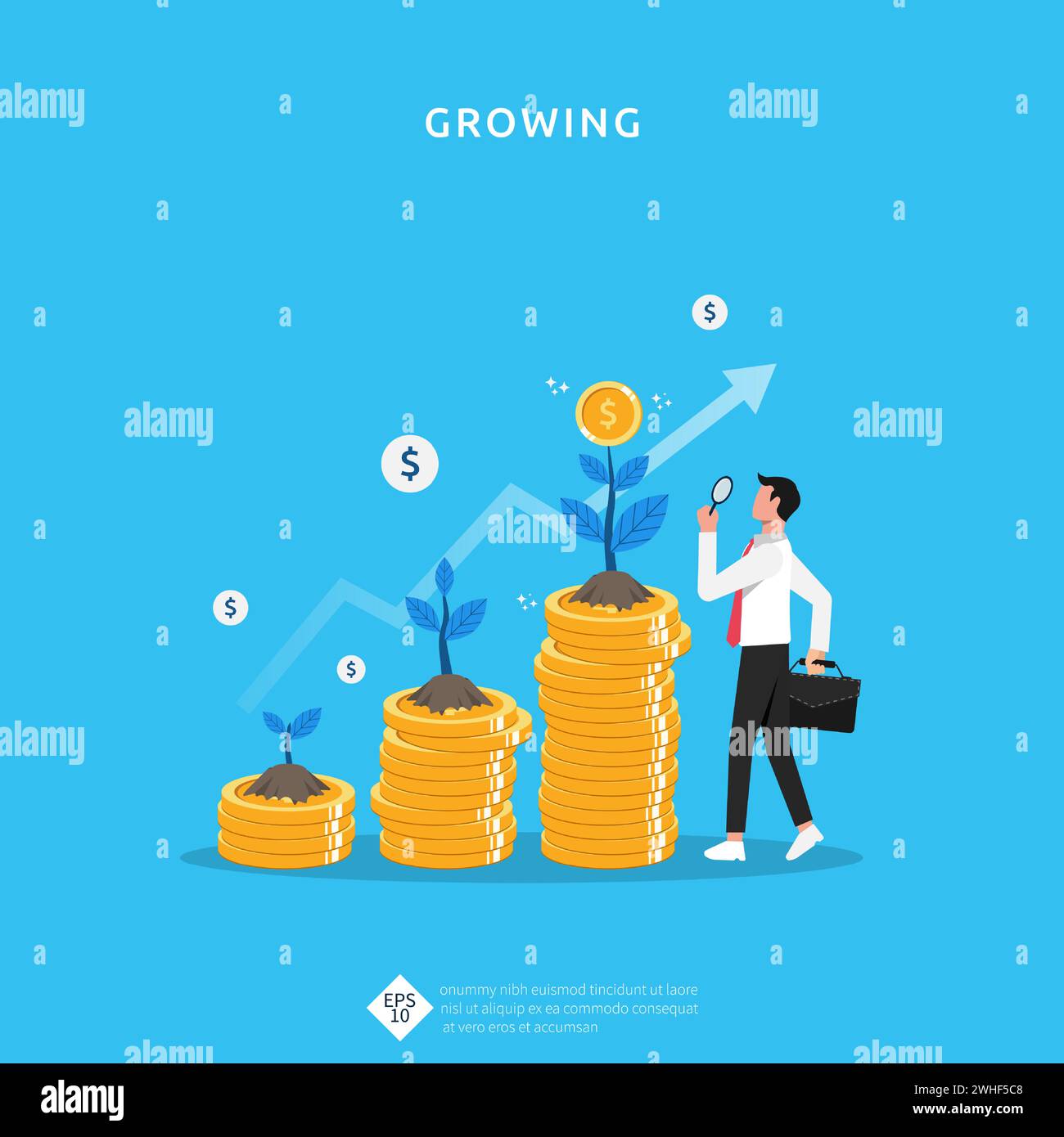 Plant money coin growth illustration for investment concept. Business ...