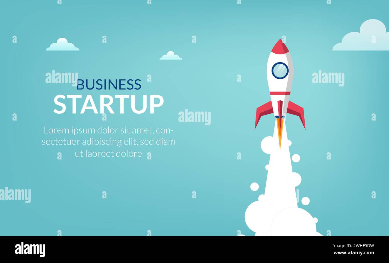 Business start up concept with space shuttle symbol vector illustration ...