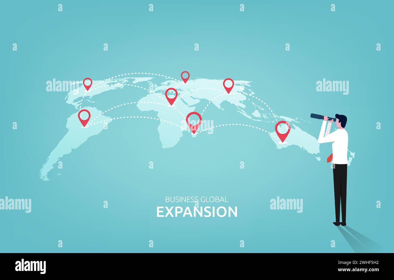 Future business expansion concept. Businessman looking through ...