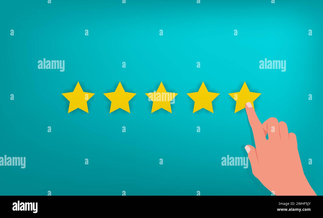 Hand pointing five stars service rating symbol Stock Vector Image & Art ... Hand pointing five stars service rating symbol Stock Vector Image & Art ...