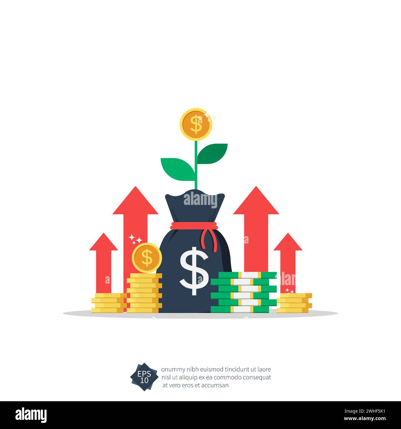 Income increase or revenue growth symbol vector illustration Stock ...