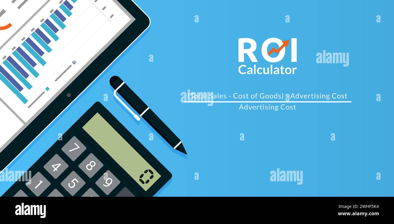 Return on investment ROI calculator concept vector illustration Stock ...
