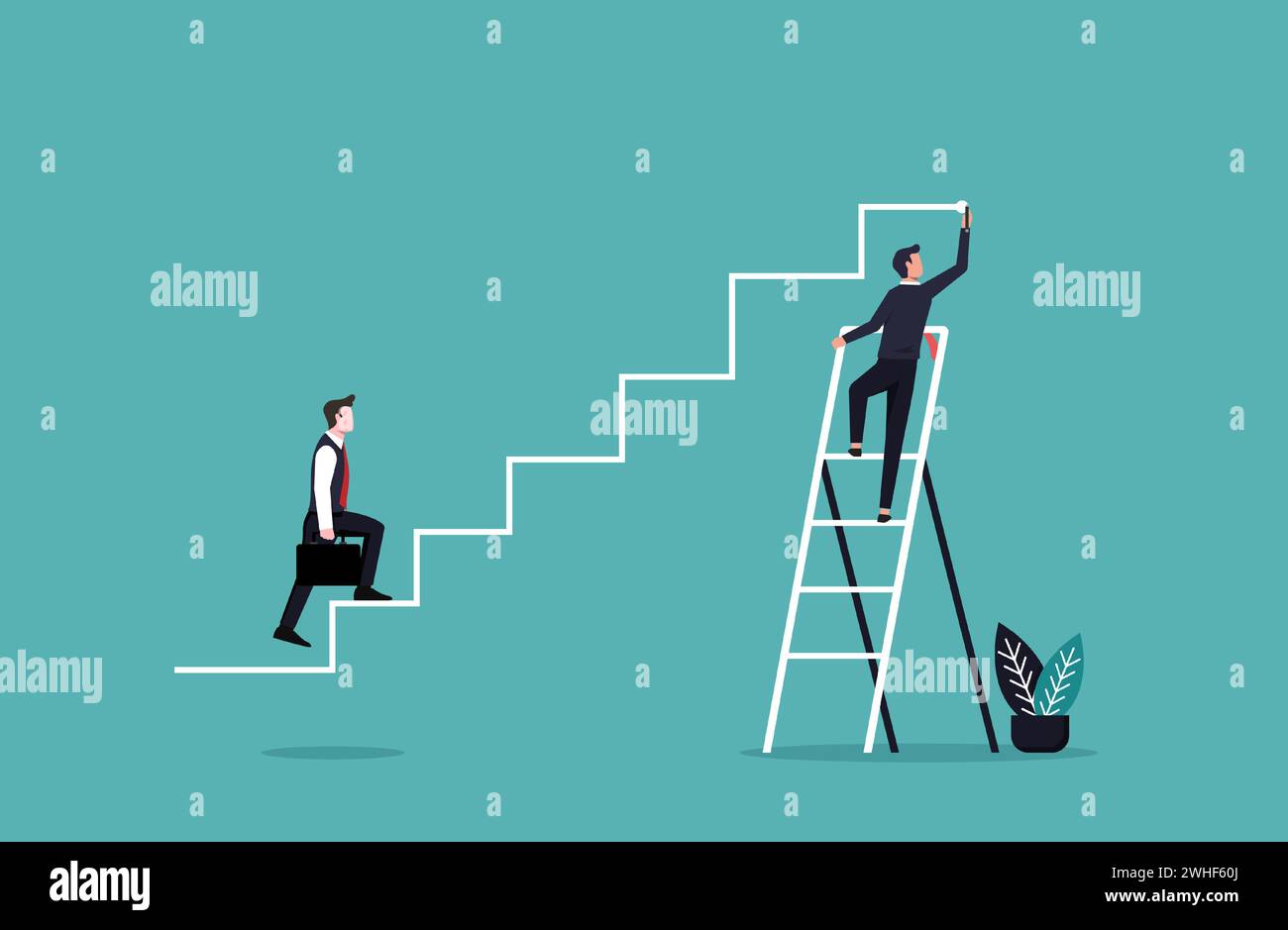 Businessman hand drawing lines for his partner to achieve goal ...