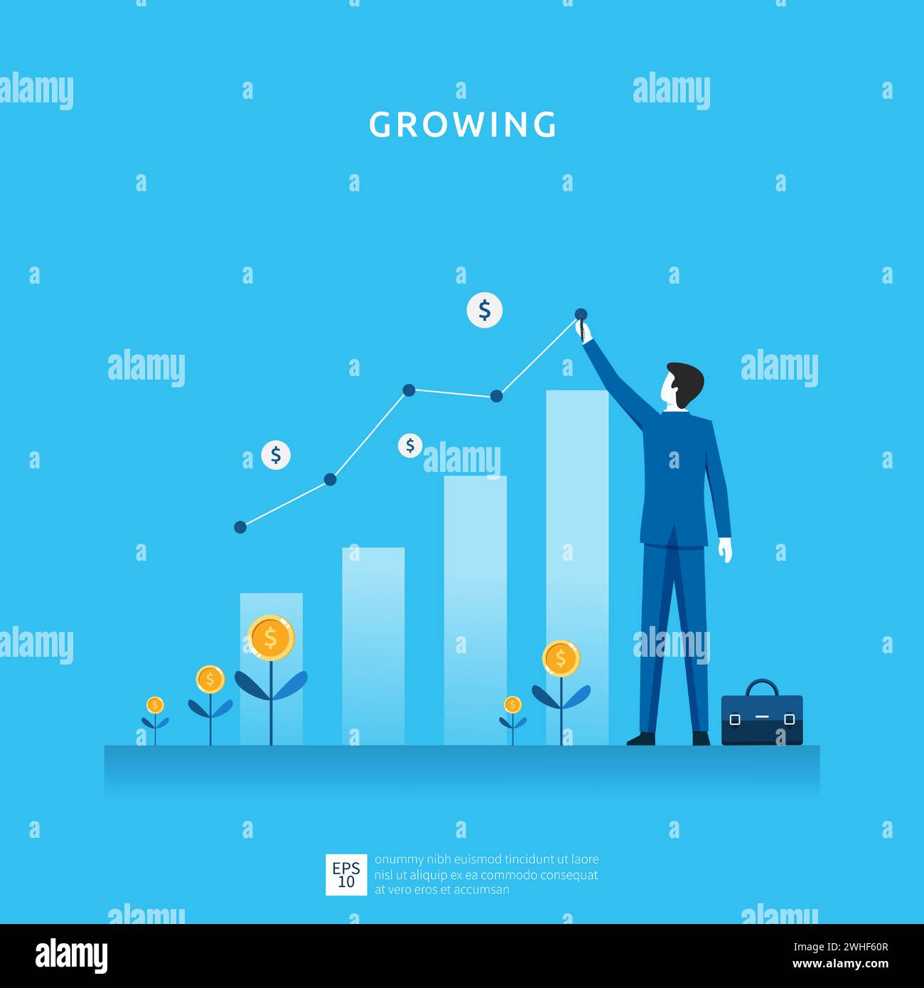 Business growth illustration for smart investment concept. Profit ...