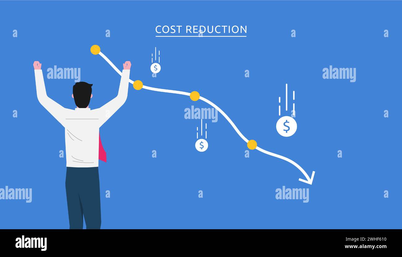Costs reduction, costs cut, costs optimization business concept ...