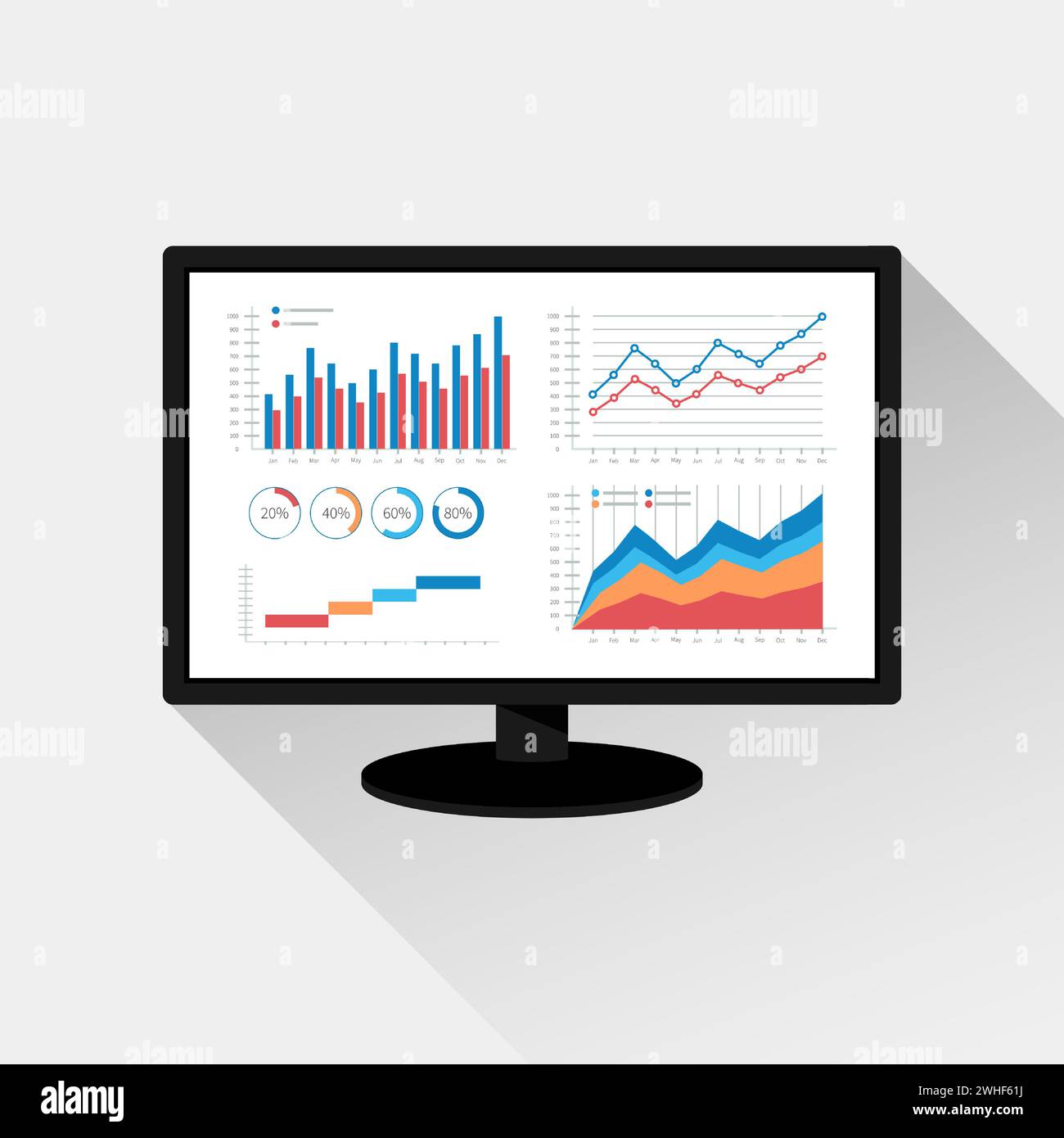 Analytics on screen Stock Vector Images - Alamy