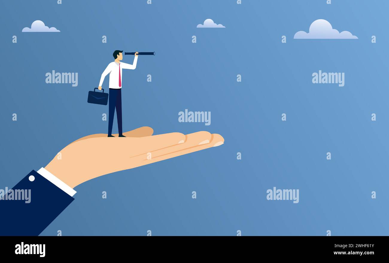 Big hand helping businessman to make vision and getting success vector ...