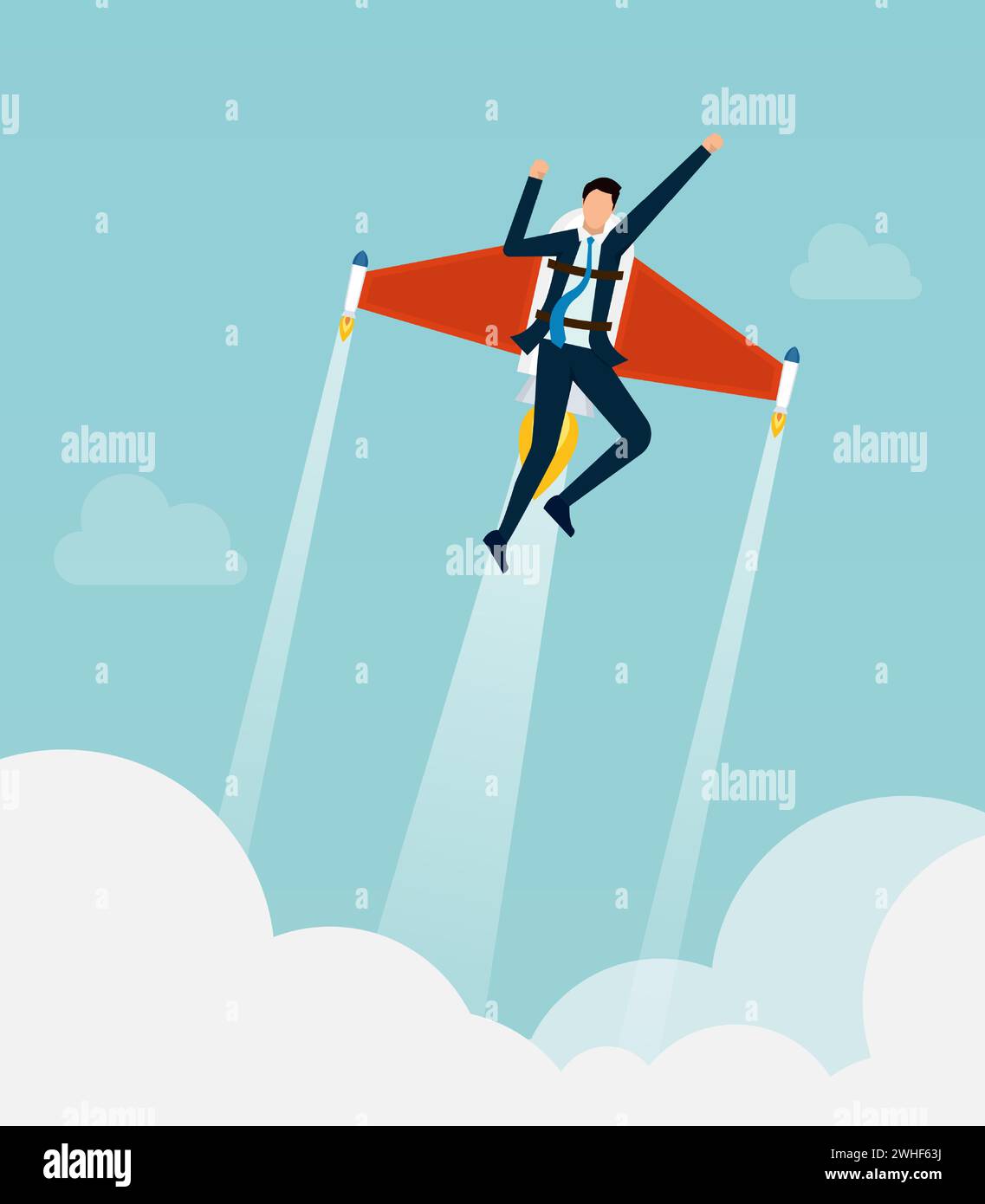 Flying businessman jetpack Stock Vector Images - Alamy