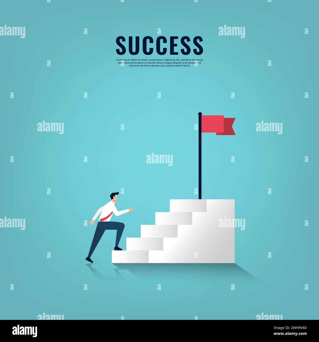 Stairway for success concept with businessman climbs to the top. vector ...