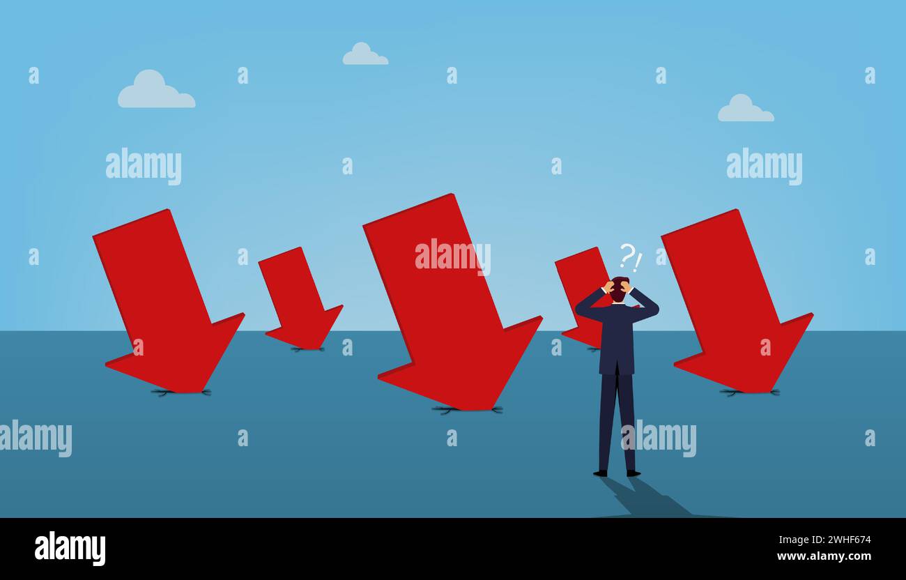 Business crisis concept, financial stock market fall vector ...