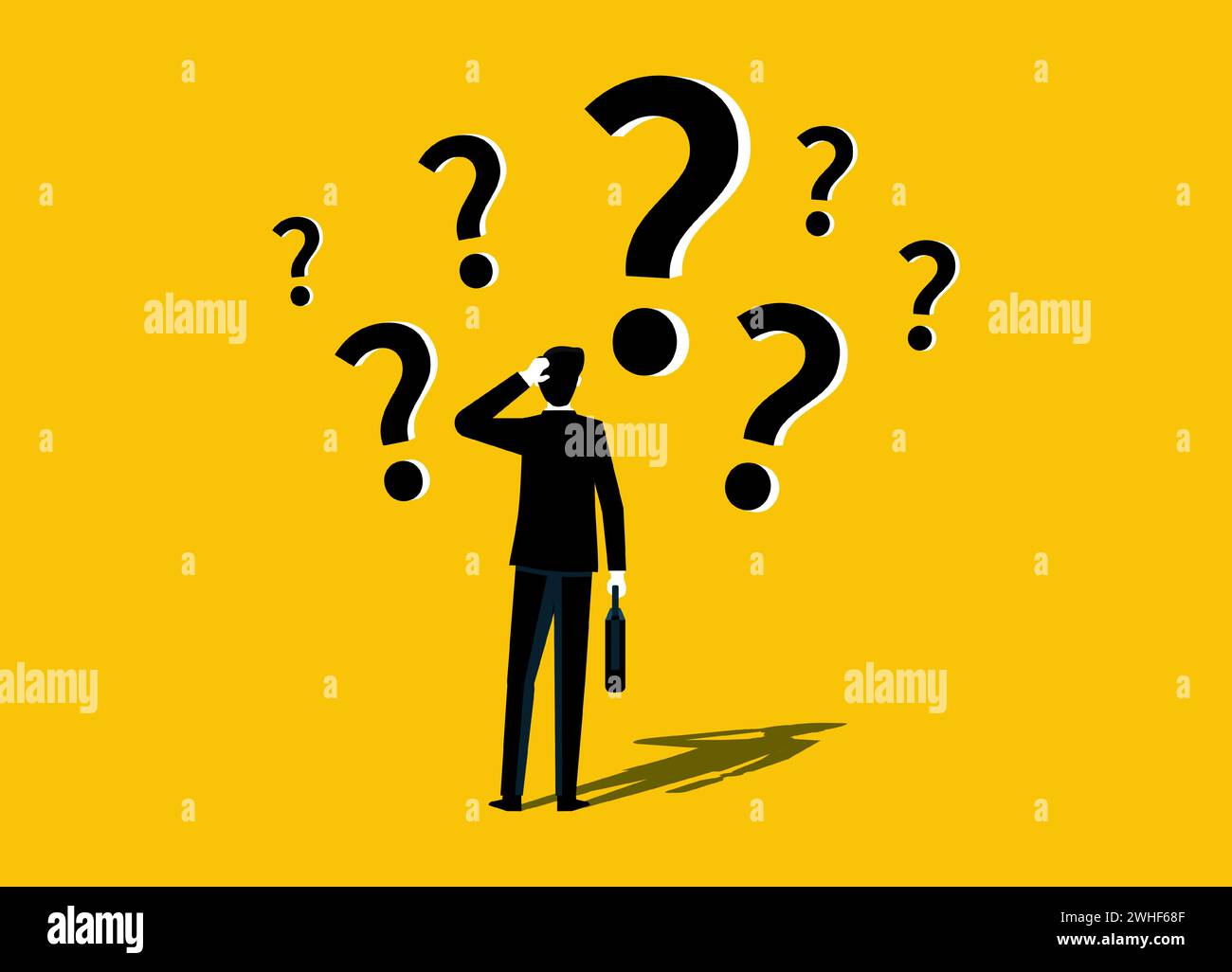 Businessman with question marks sign Stock Vector Image & Art - Alamy