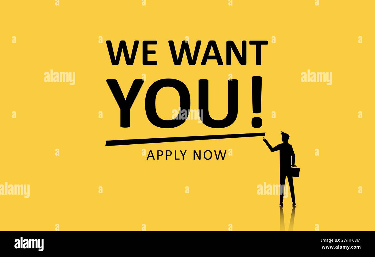 we want you concept, Minimal business recruiting announcement vector ...