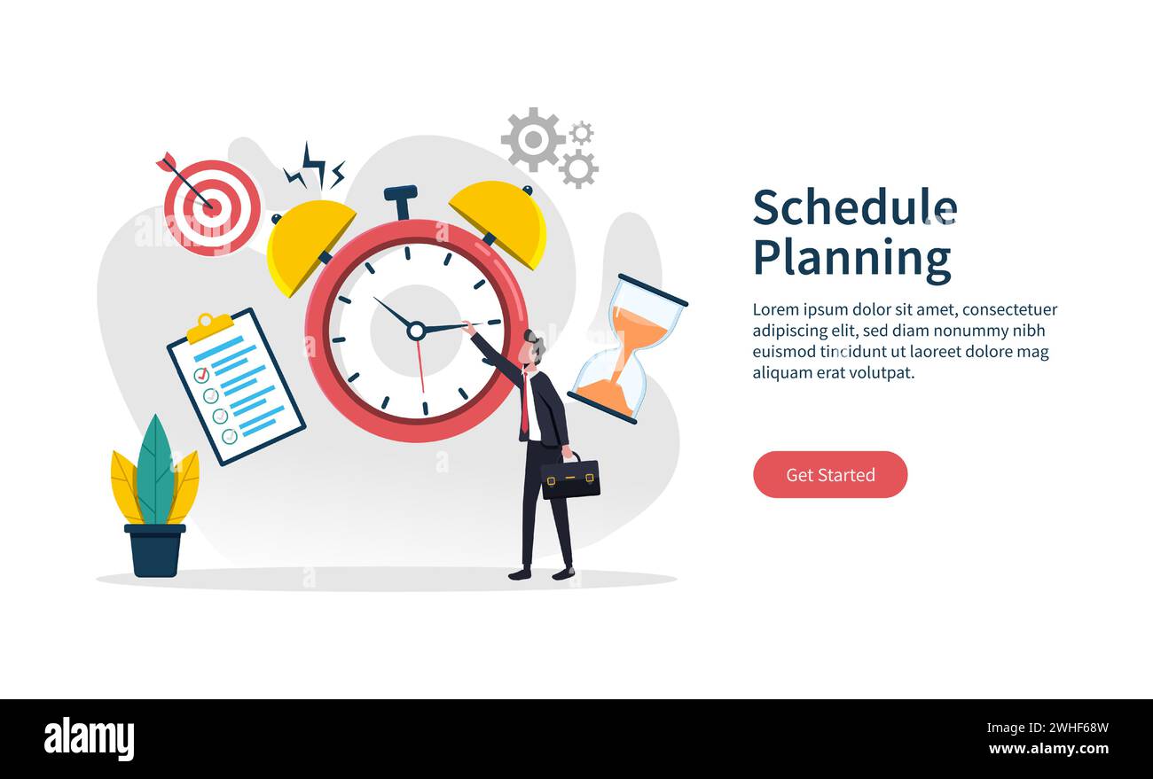 Landing page template of schedule planning concept illustration ...