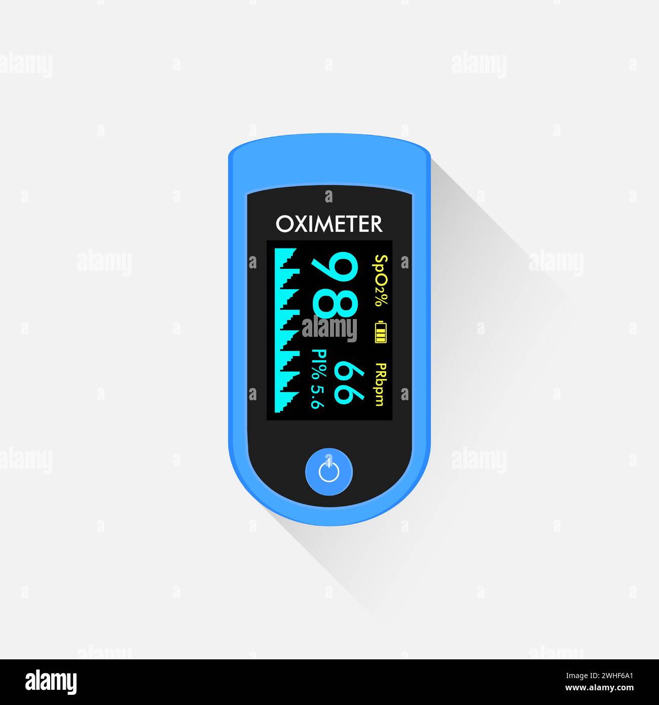 Oximeter device icon flat vector. saturation oxygen measurement Stock ...
