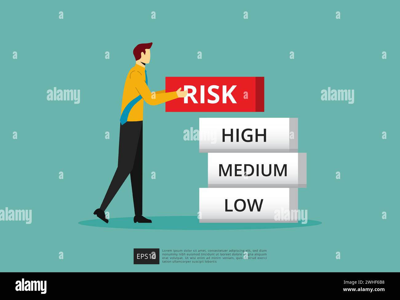 Businessman hold cube risk. Risk management, control and assessment ...