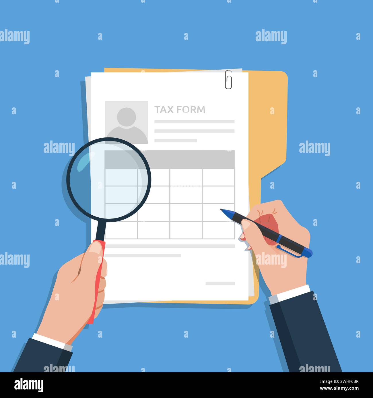 Man hands filling and checking tax form concept, tax documents ...