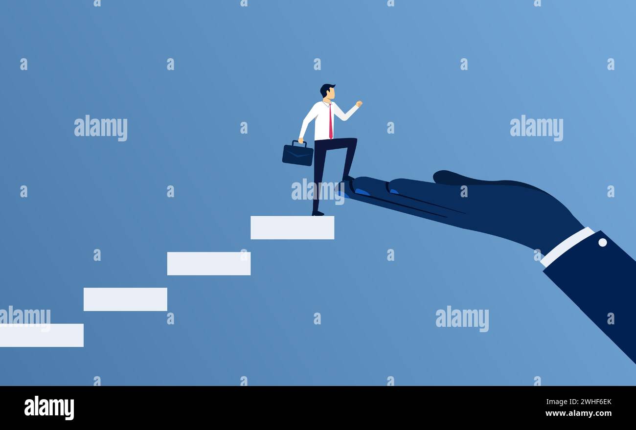 Big hand helping a businessman to achieve success, a helping hand for ...