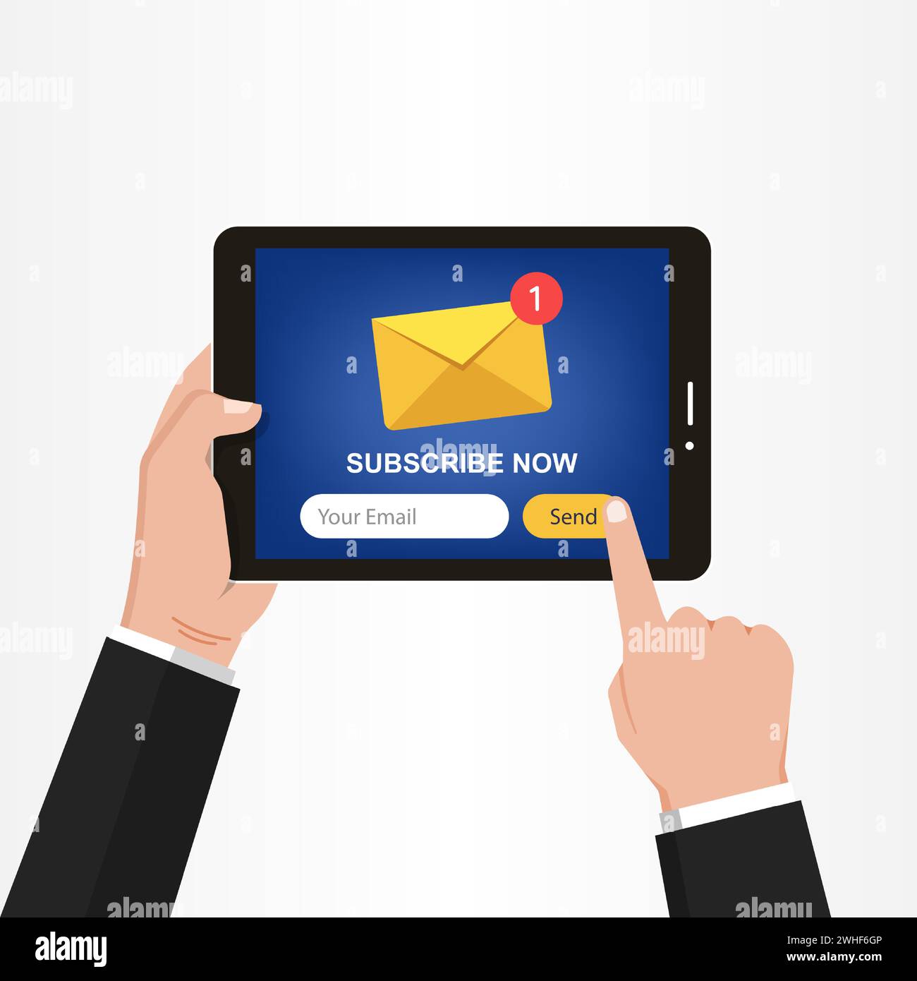 subscribe newsletter on tablet screen vector illustration Stock Vector ...
