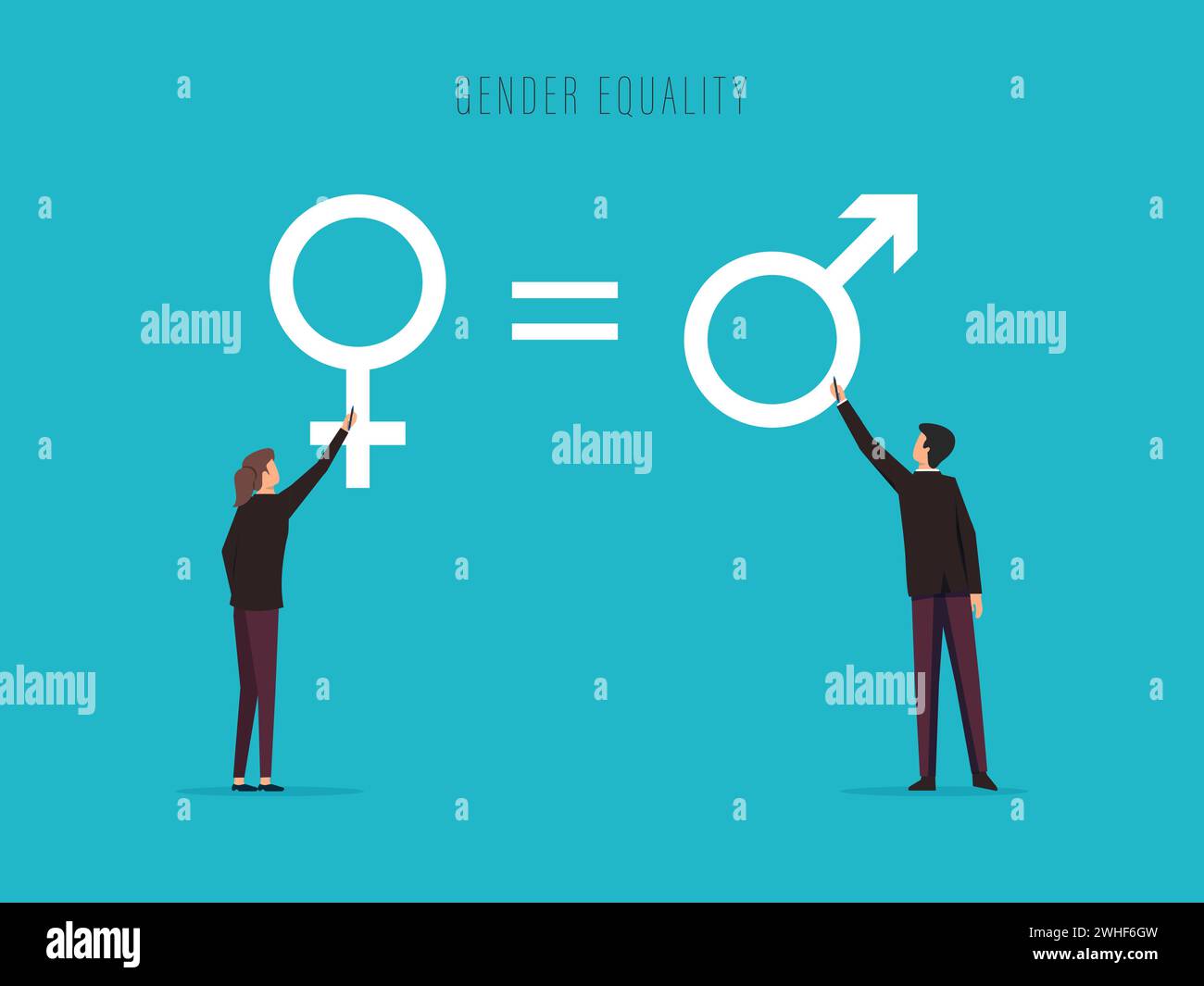 Gender Equality Concept Male And Female Drawing Gender Symbols Vector