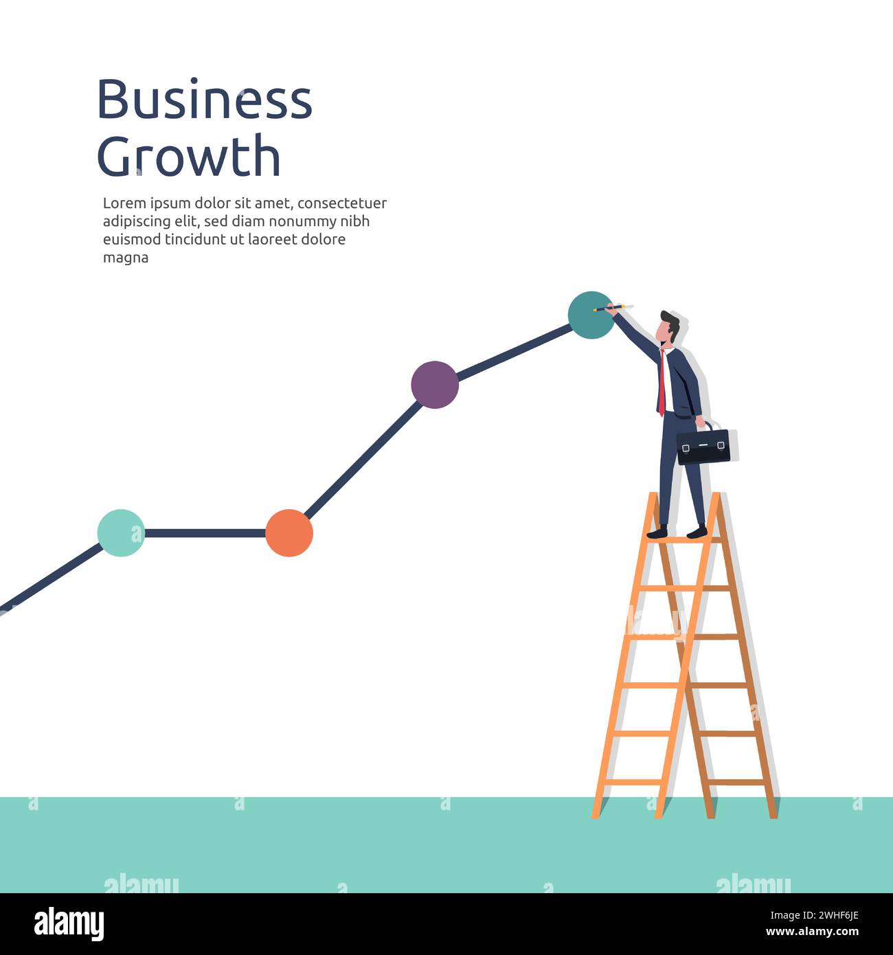 Business growth, businessman drawing a graph line vector illustration ...