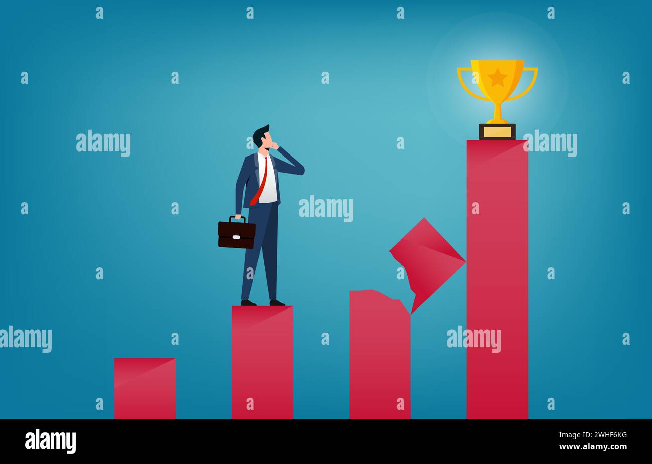 Business solution and strategy to reach success. Businessman standing ...