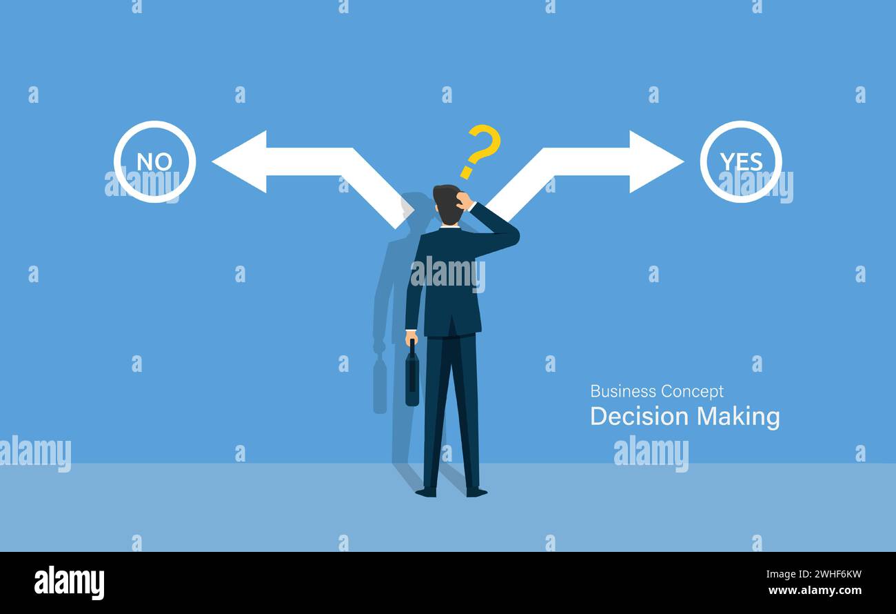 Businessman confusing between yes or no choice, decision making concept ...