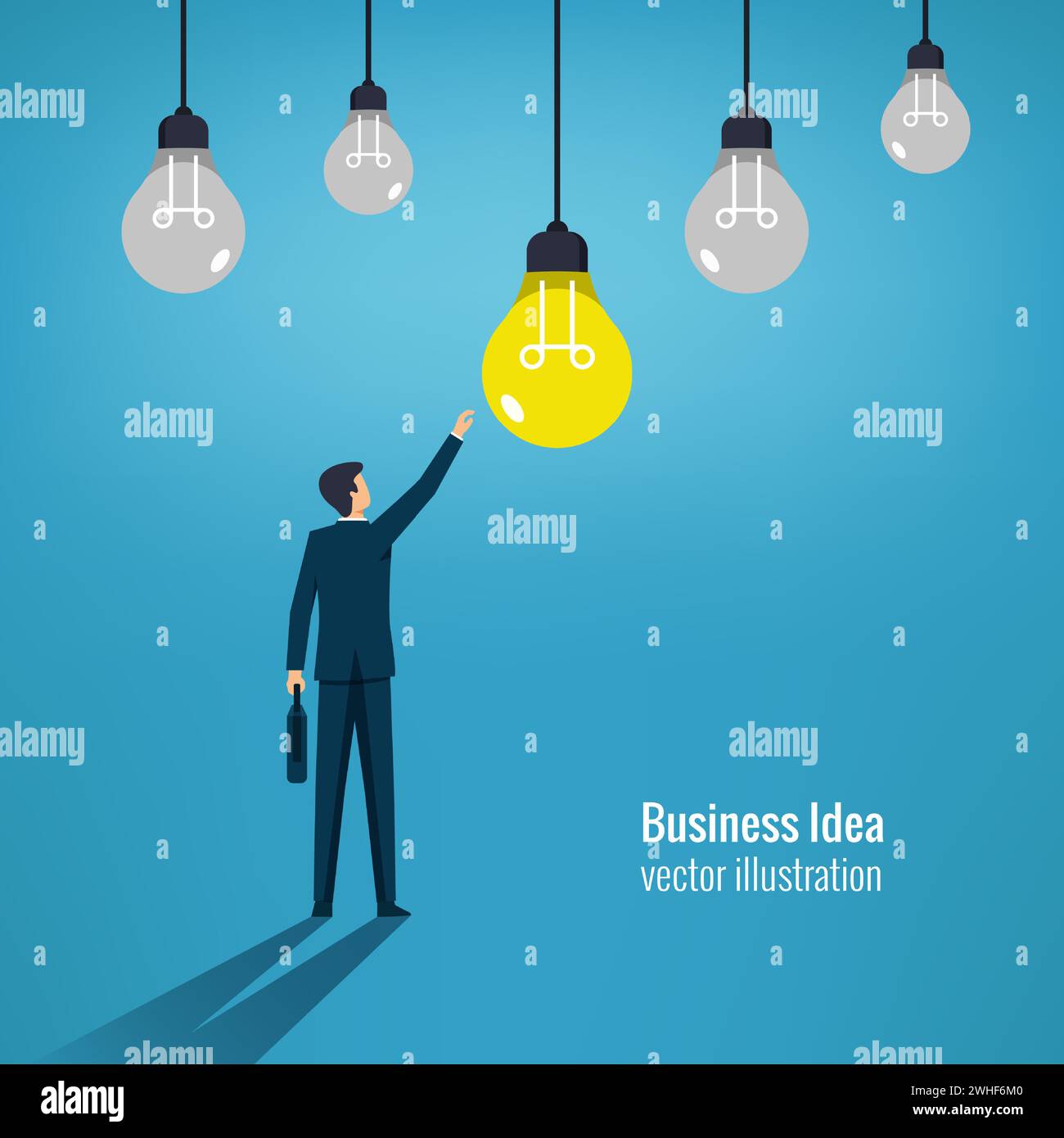 Business idea concept, businessman reaching the bulb symbol ...