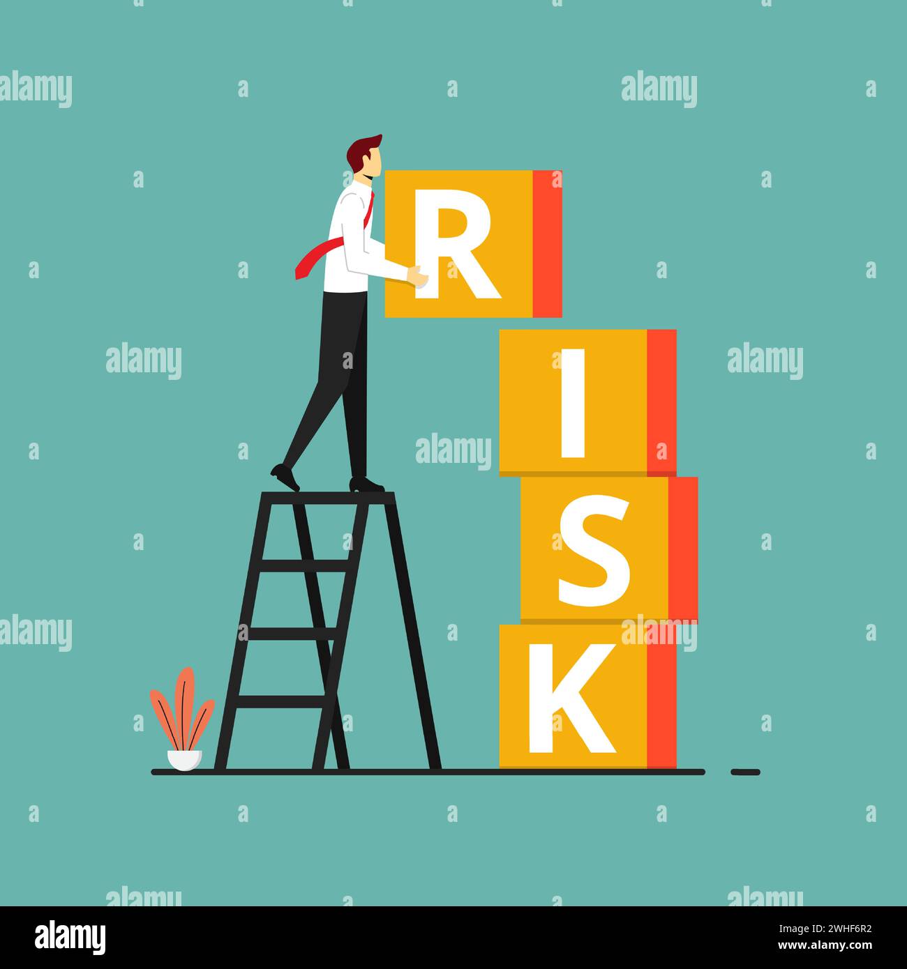 Businessman placing cube risk cubes. Risk assessment and management ...