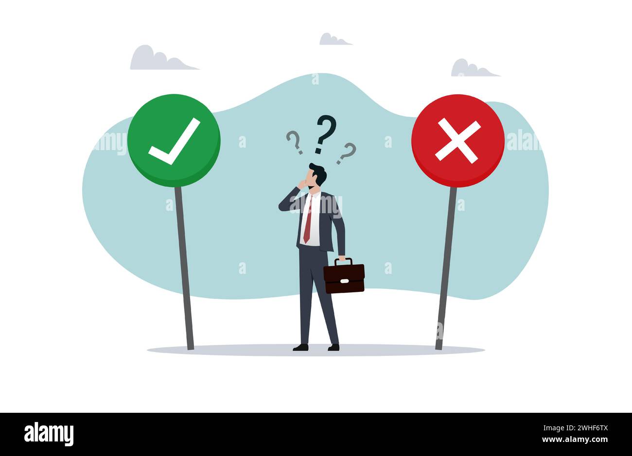 Man making a decision, yes or no choice symbol, businessman having ...