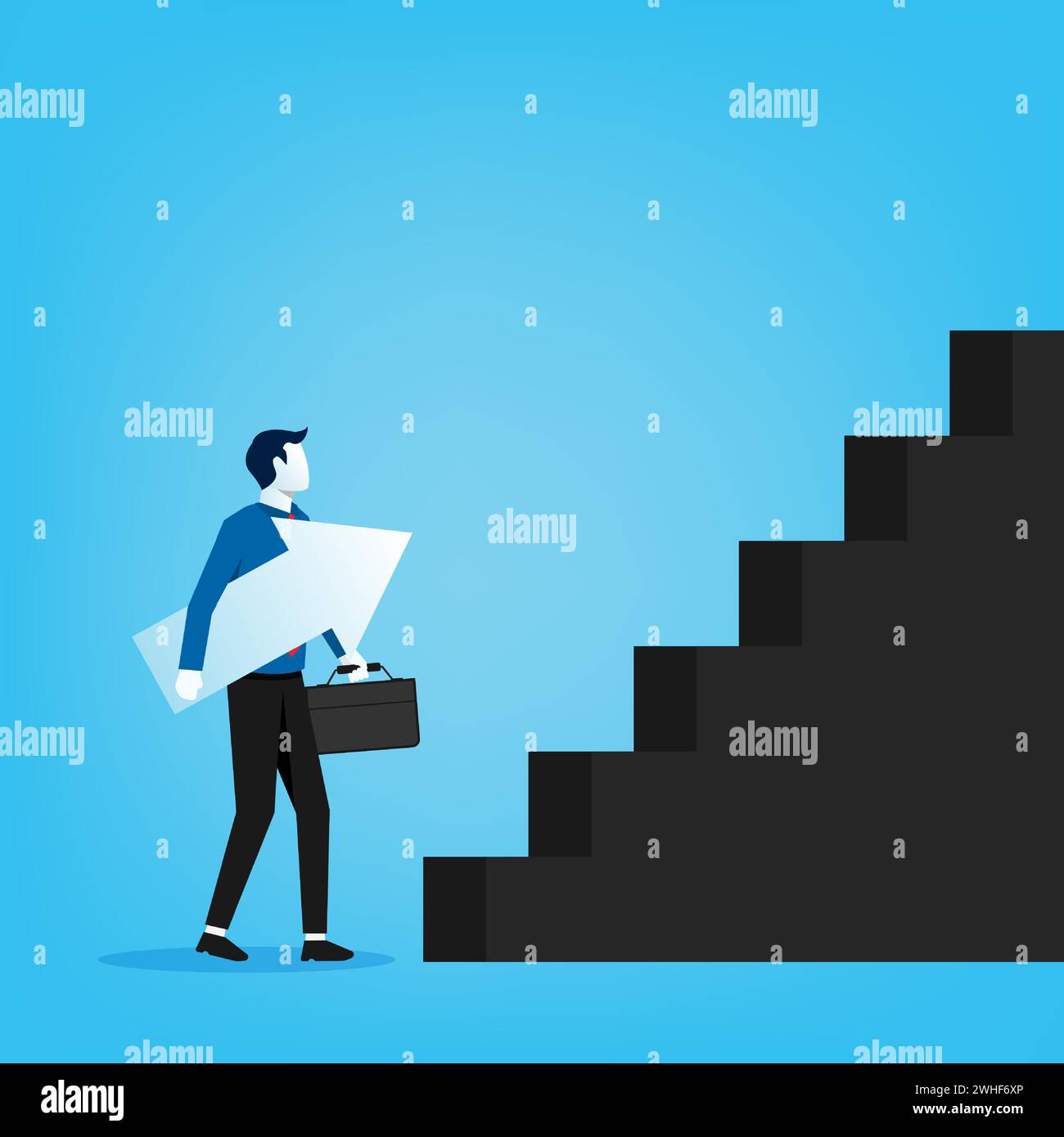 Businessman start climbing stair for success, career, work, job ...