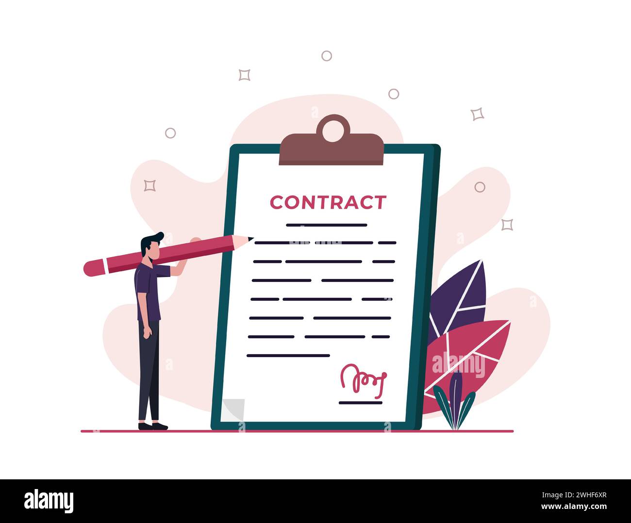 Man signing contract with big pen. Deal and agreement concept. Modern ...