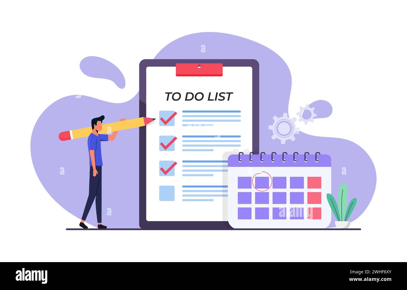 Calendar with to-do checklist business task concept. Vector ...