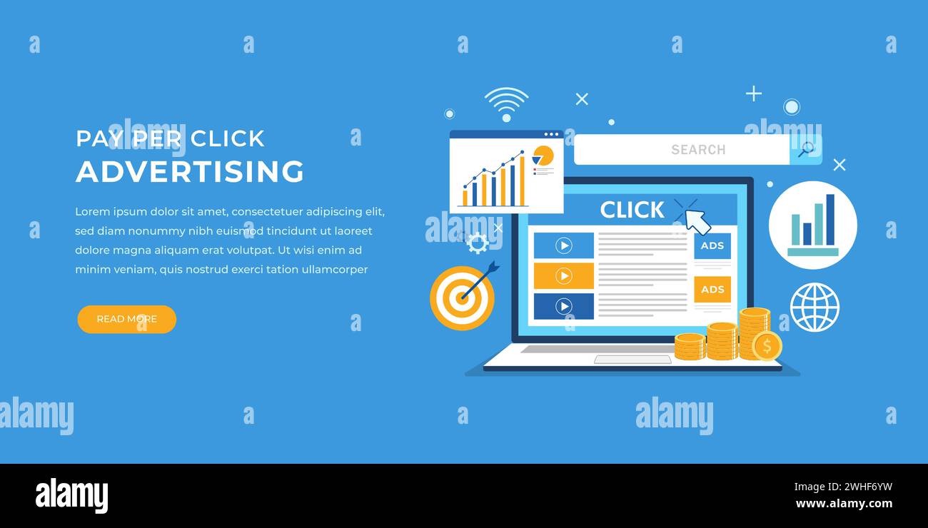 Pay per click, search marketing, paid advertising, on-line ads flat ...
