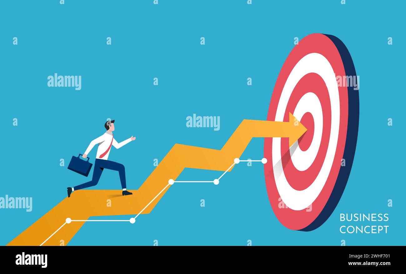 Business concept, businessman running toward to the target, Focus on ...