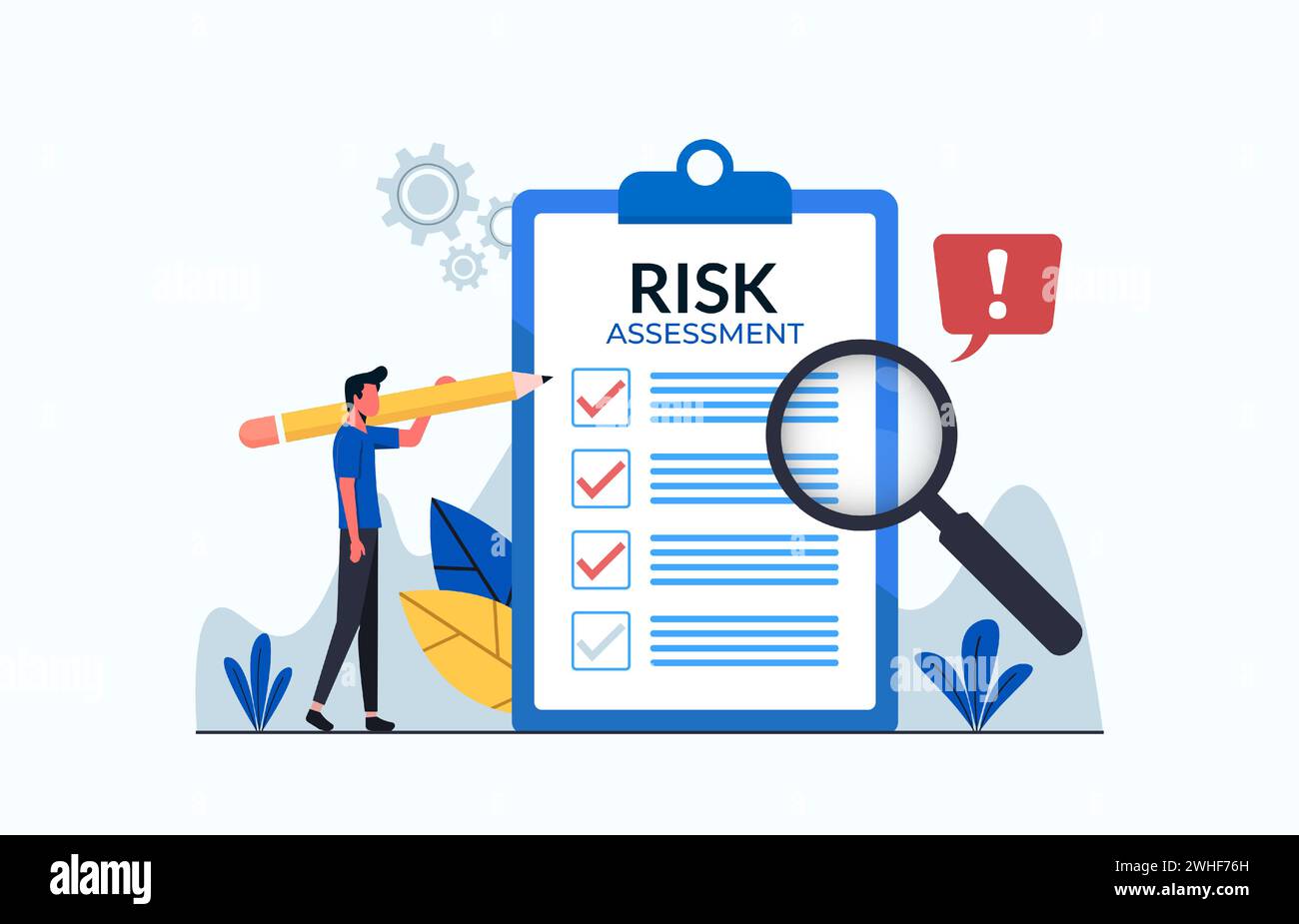 Risk assessment concept with form and magnifier vector illustration ...