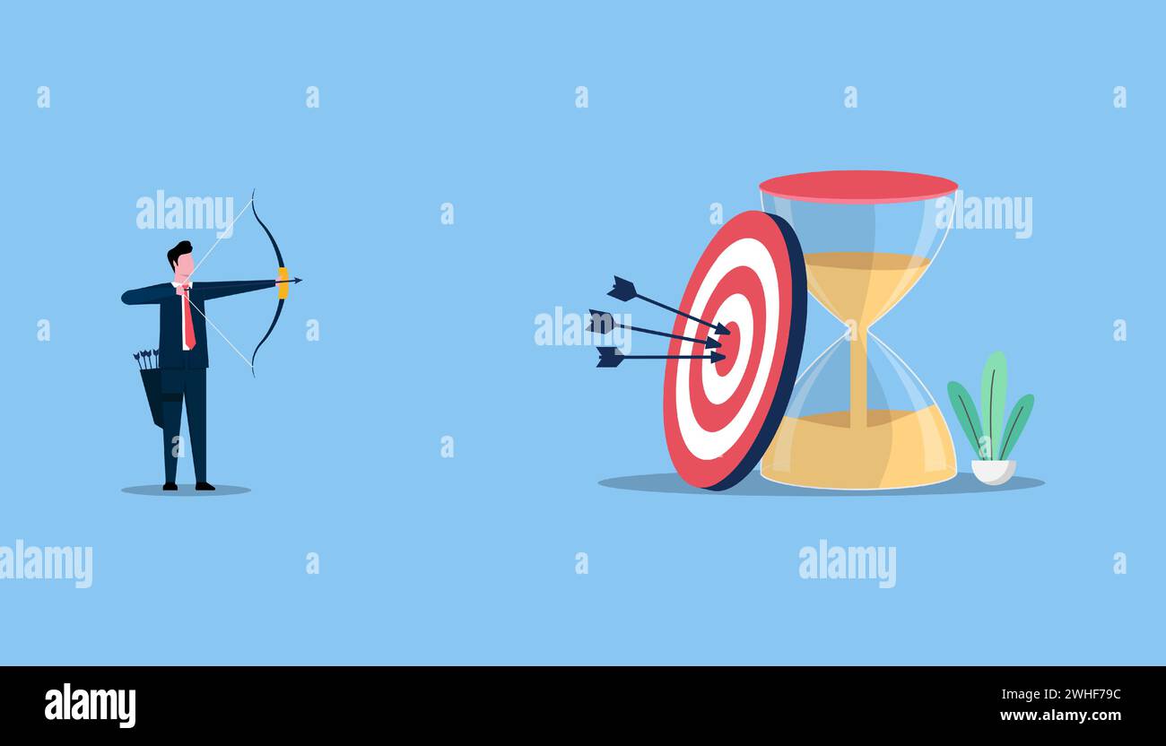 Businessman shooting the arrows to target goal, goal graphic design ...