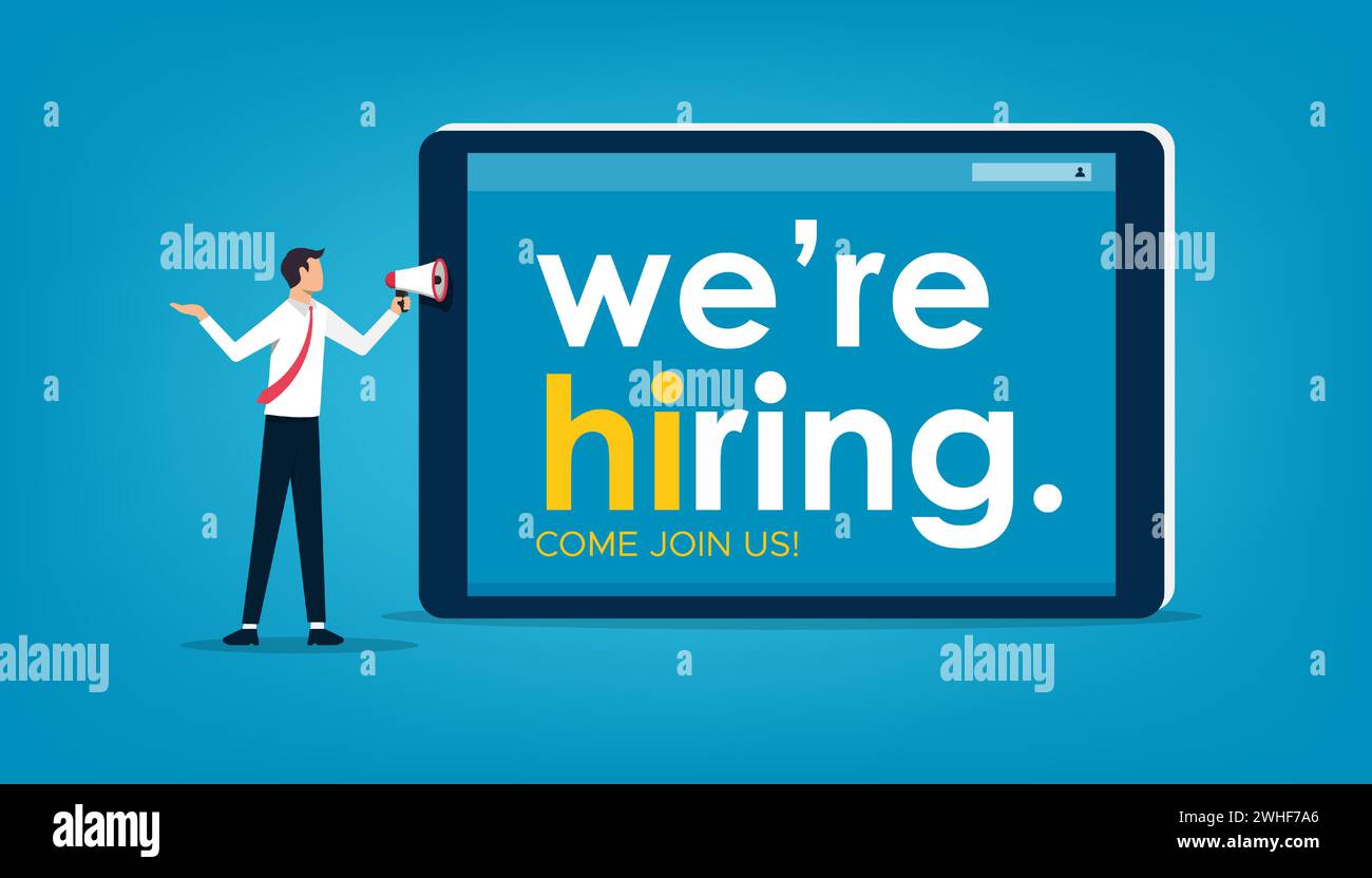 We are hiring with minimalist design. Business recruiting concept ...