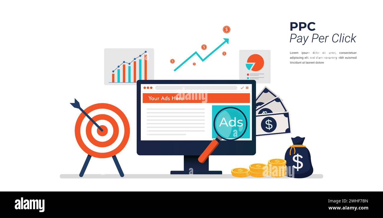 Pay per click, search marketing, paid advertising, on-line ads flat ...