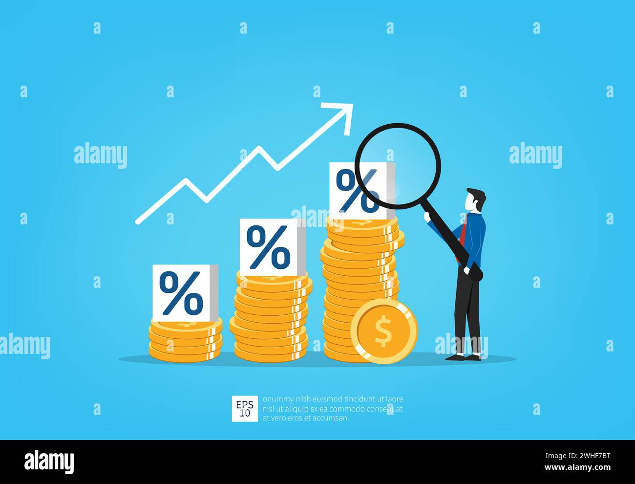 Interest rate hike due to inflation percentage rising up, businessman ...