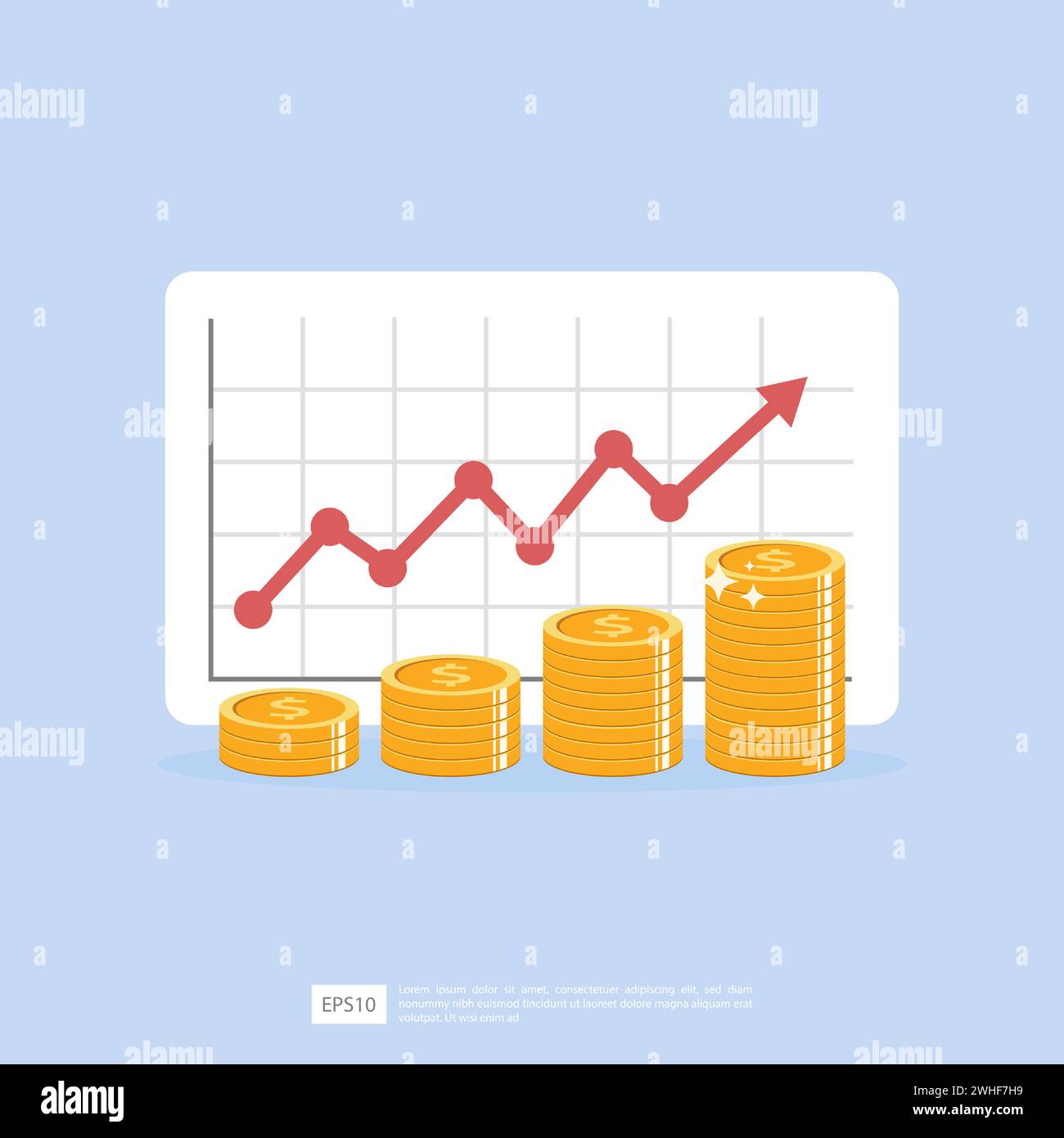 Finance performance of return on investment ROI concept with arrow ...